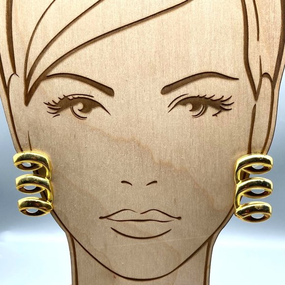Jewelry | Fun Coil Drop Statement Earrings Gold Tone Vintage Loops On ...